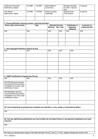 P11 form undp - raj k pandey as of 2014 for Raj | PDF