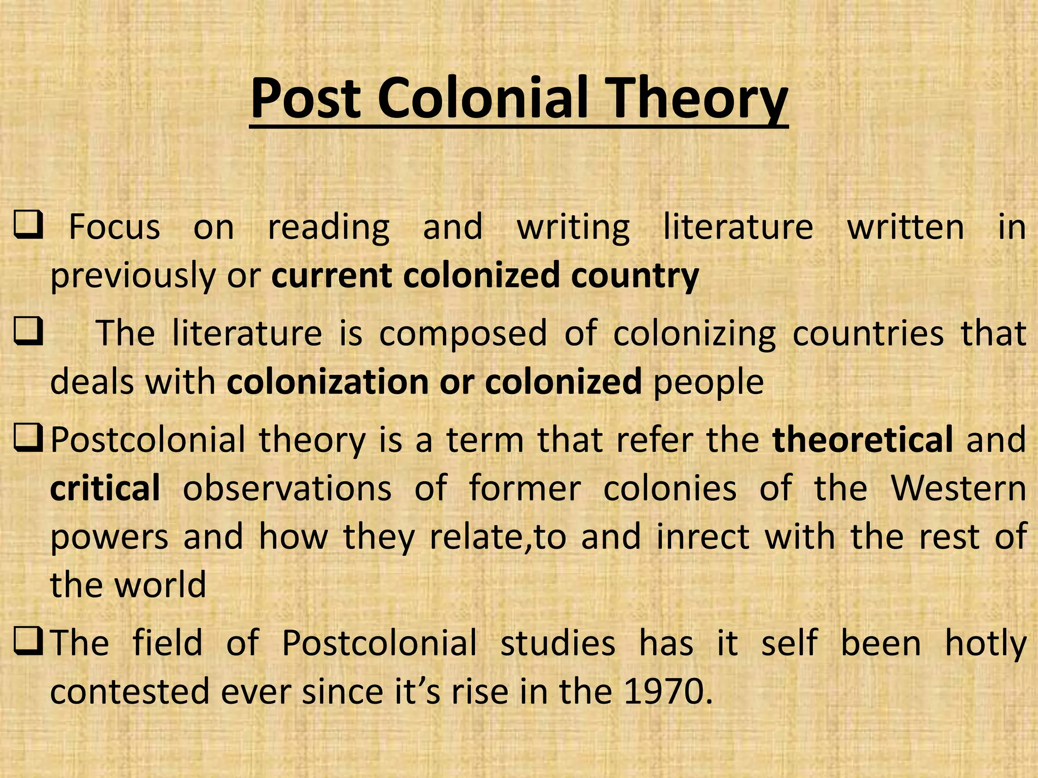 OVERVIEW ON COMMONWEALTH LITERATURE AND POSTCOLONIAL STUDIES | PPTX