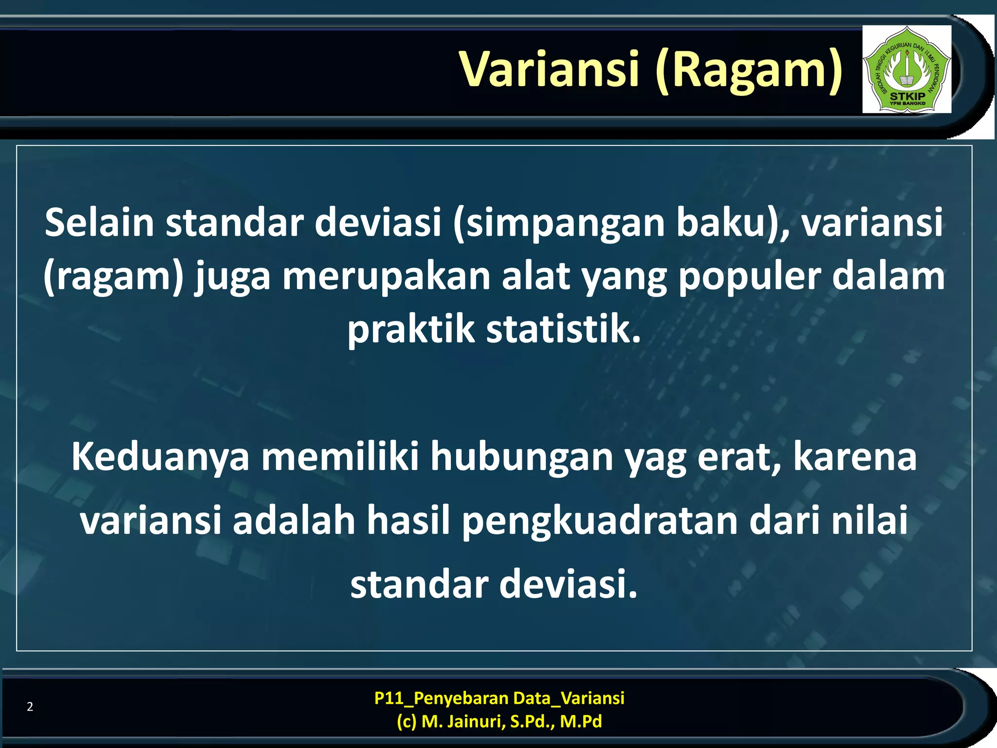 P11_penyebaran data variansi (ragam) | PDF