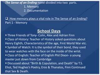 Role of Memory in The Sense of an Ending | PPTX
