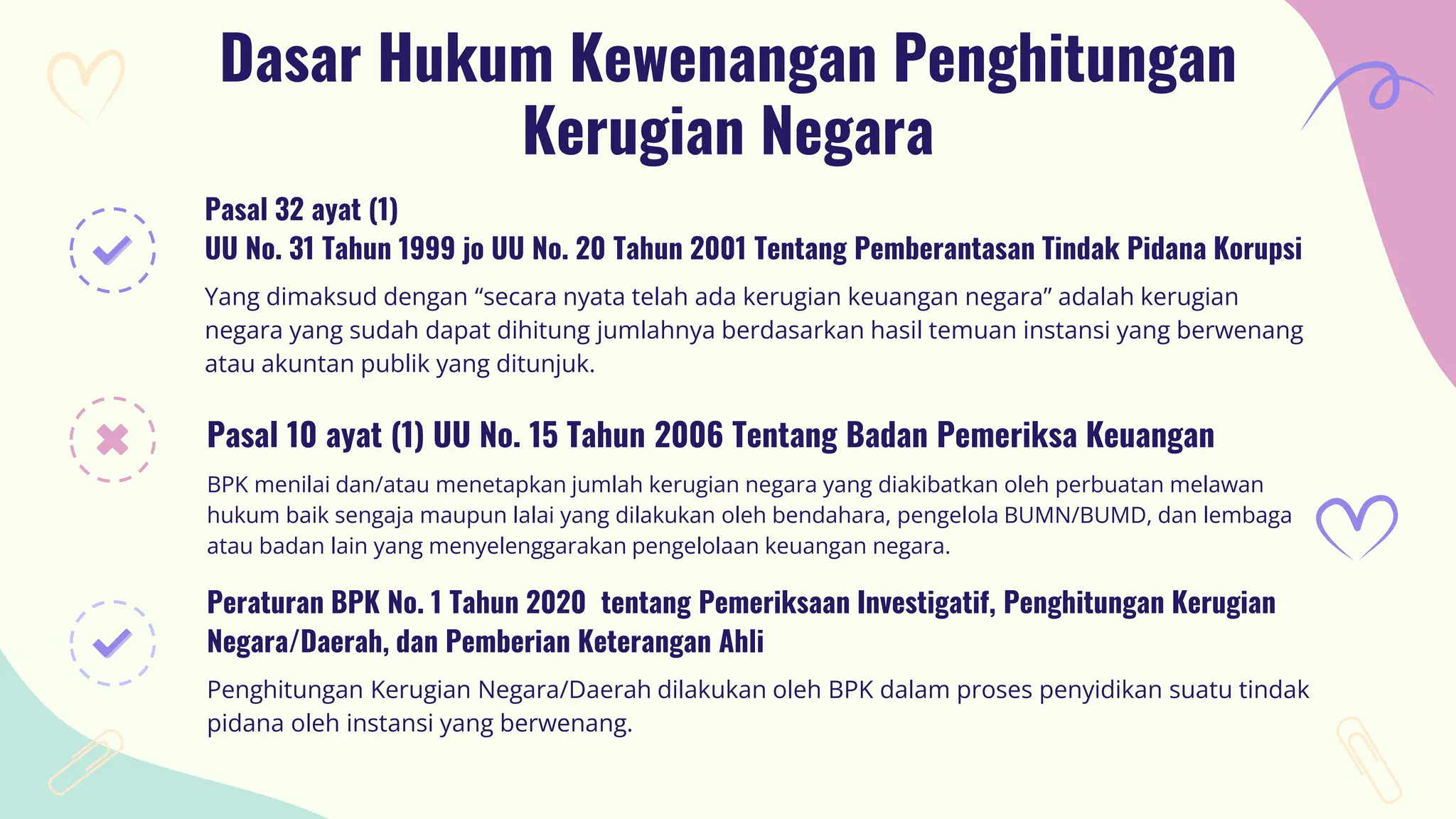 Penghitungan Kerugian Keuangan Negara di Indonesia | PPTX