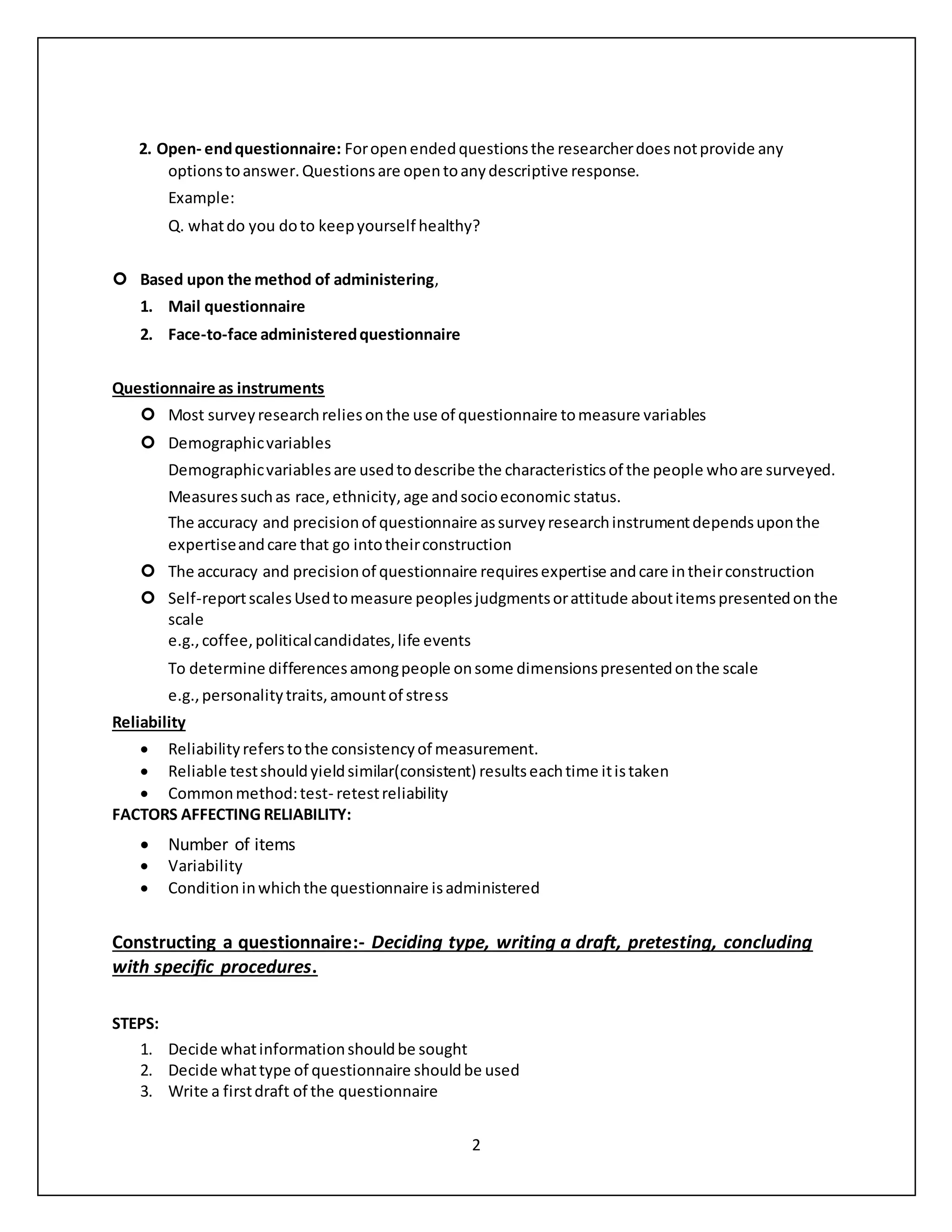 design of questionnaire | PDF