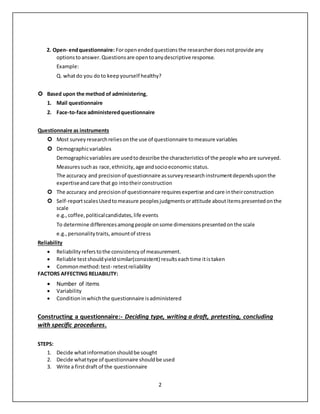 design of questionnaire | DOCX