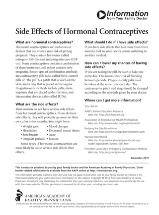 Side effects of Emergency Contraceptive Pills | PDF