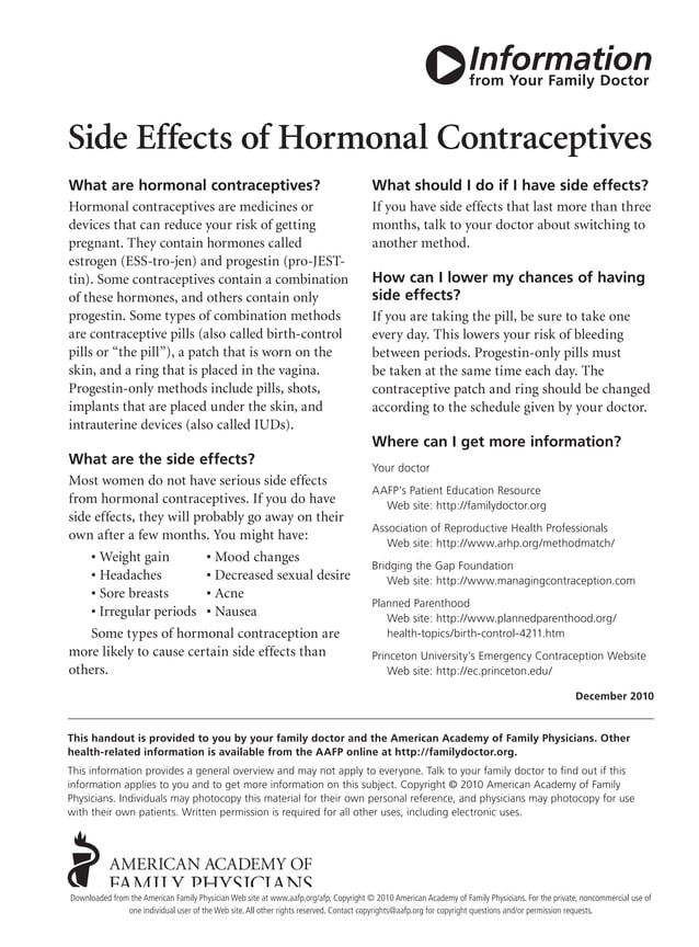 Side effects of Emergency Contraceptive Pills | PDF