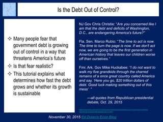 Tutorial: Is the Government Debt Out of Control? | PPT