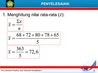 review kisi kisi soal uas statistik pendidikan i | PPT