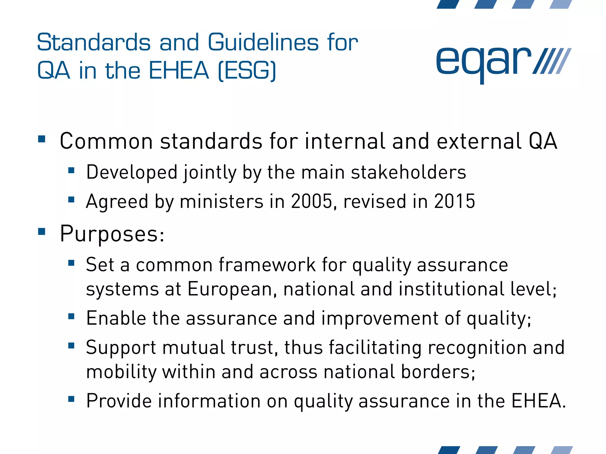 The European Framework for Quality Assurance in Higher Education | PPT