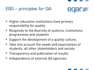 The European Framework for Quality Assurance in Higher Education | PDF