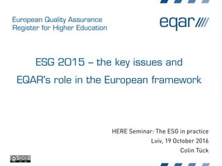 ESG 2015 - the key issues and EQAR's role in the European framework | PDF
