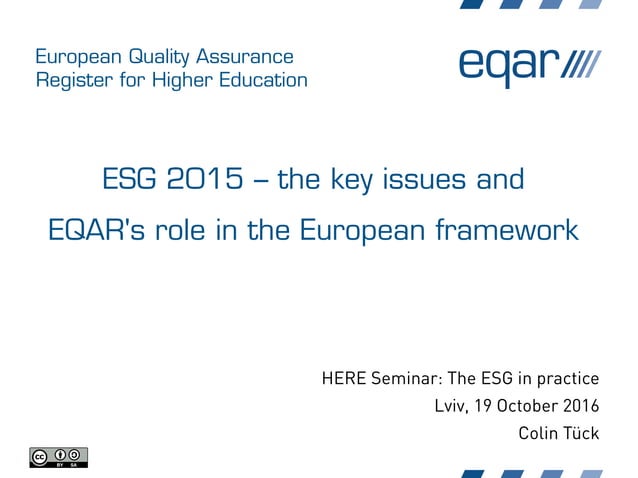 ESG 2015 - the key issues and EQAR's role in the European framework | PPT