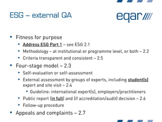 ESG 2015 - the key issues and EQAR's role in the European framework | PPT