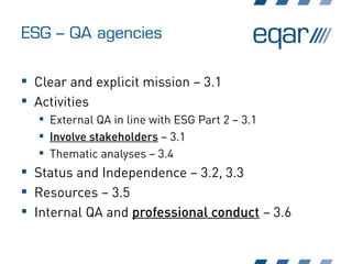 ESG 2015 - the key issues and EQAR's role in the European framework | PDF