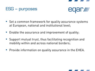 ESG 2015 - the key issues and EQAR's role in the European framework | PDF