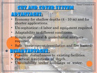 tunnelling scope, construction techniques and necessity | PPT