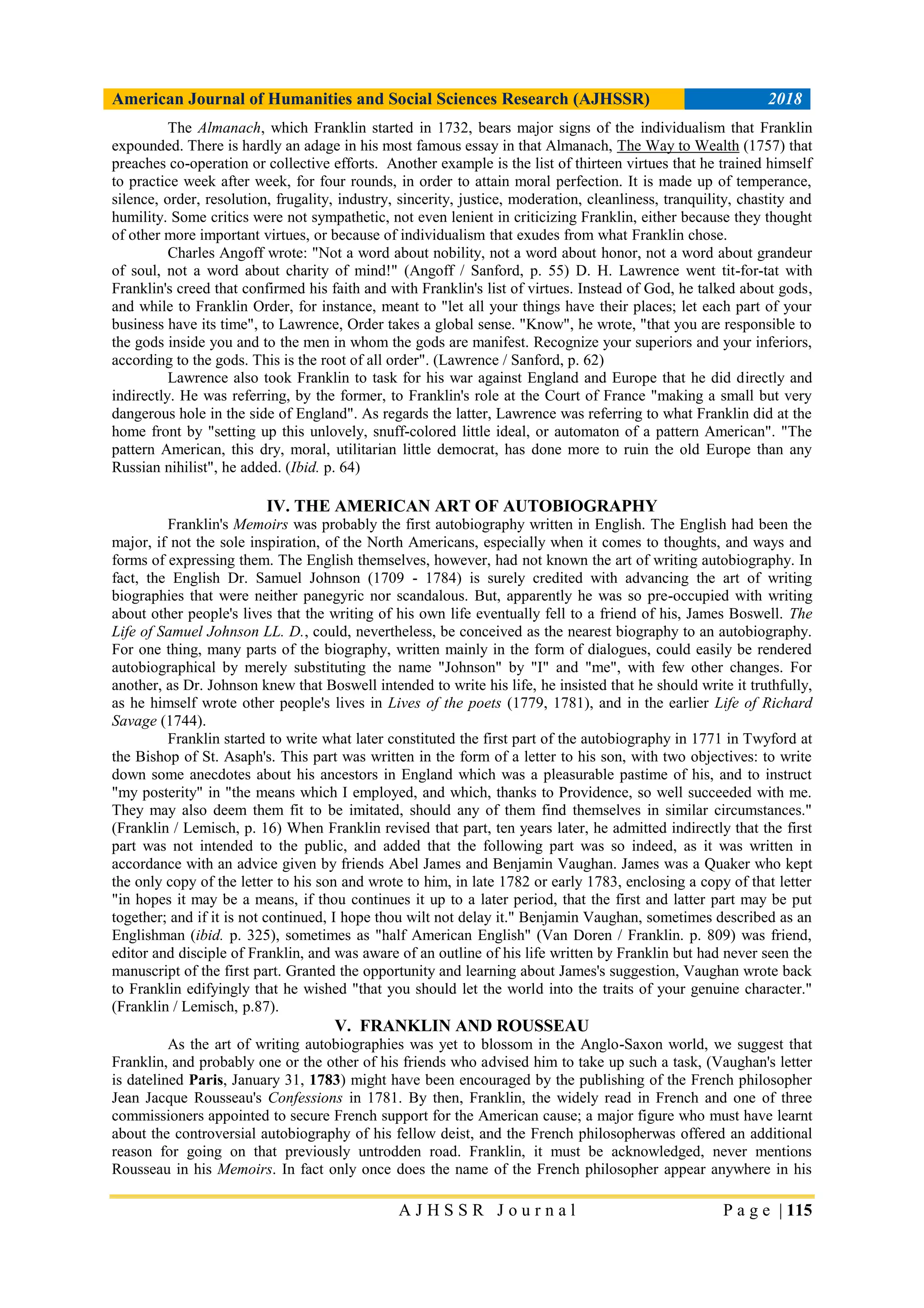 A critical study of Benjamin Franklin’s autobiography | PDF