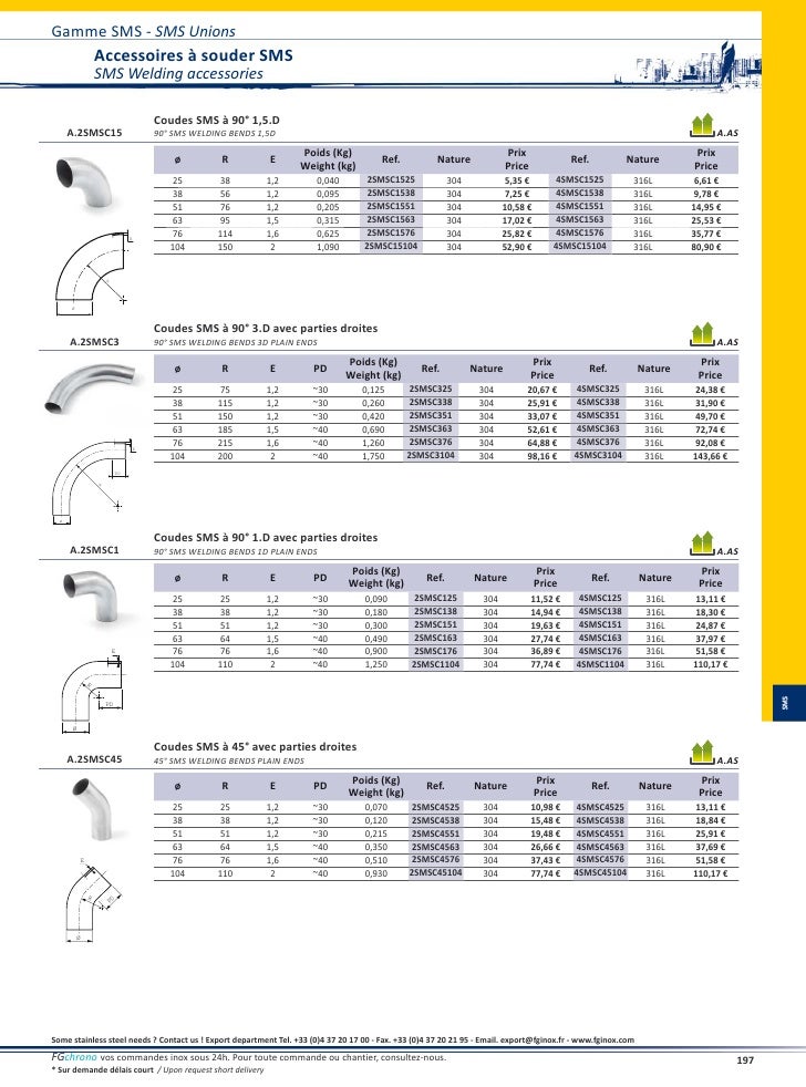 Gamme SMS - SMS Unions - FG INOX