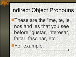 Indirect Object Pronouns Notes | PPT