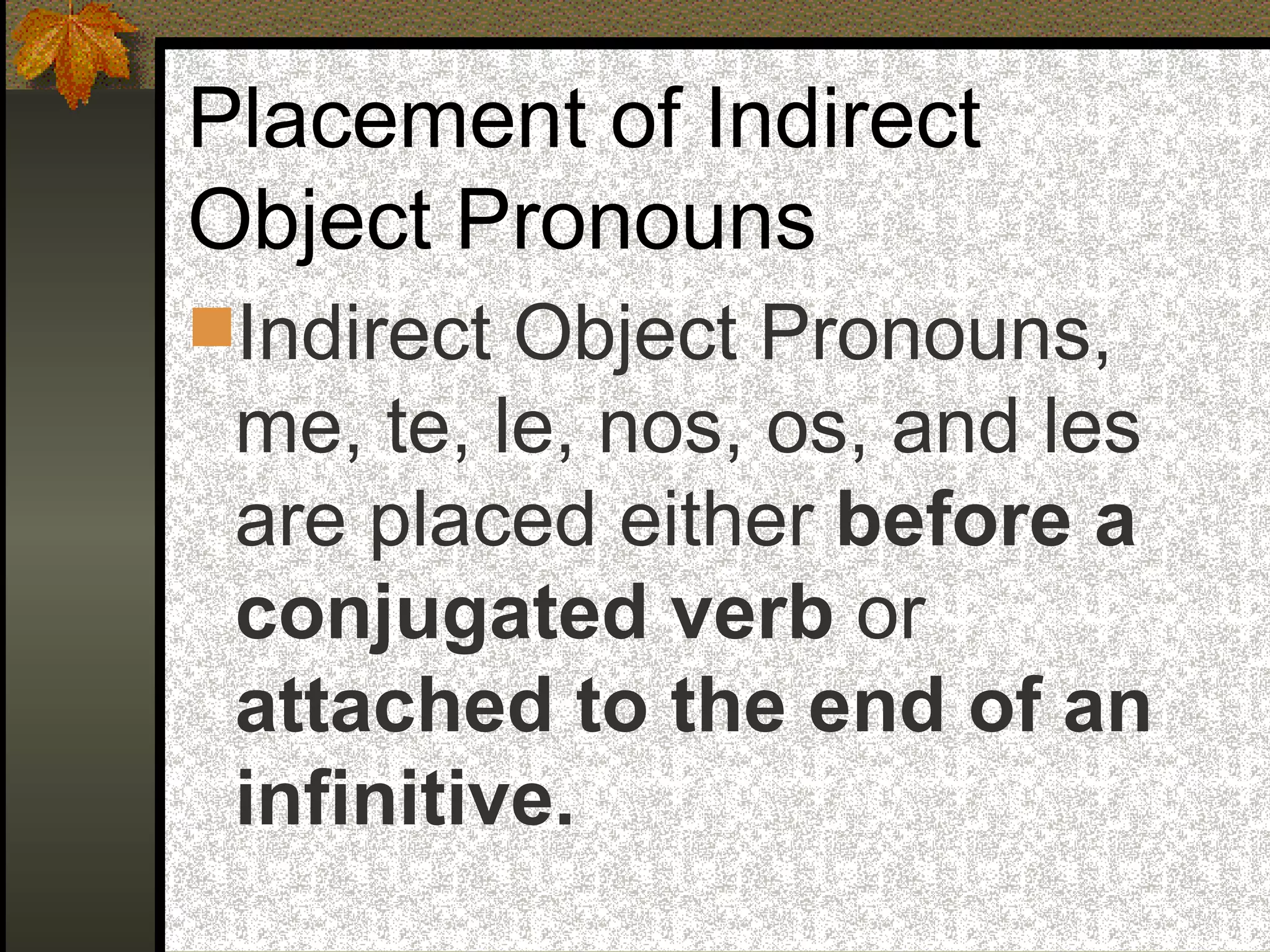 Indirect Object Pronouns Notes | PPT