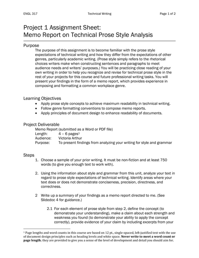 Eng 317H P1 Assignment Sheet | PDF