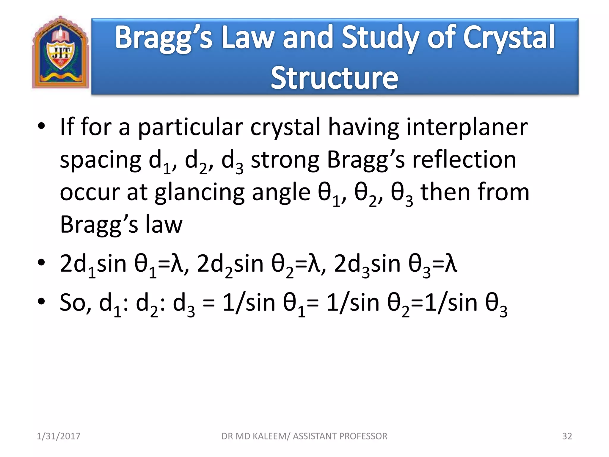 crystal structure and x ray diffraction | PPTX
