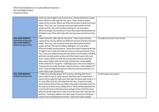 Final major project production diary template 2014 2015 2 | PPT