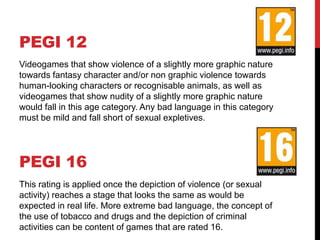 P1E – video games regulations | PPTX | Video Game Genres | Video Gaming