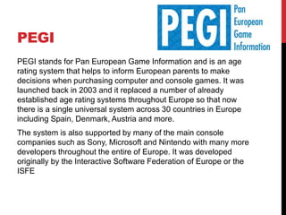 P1 e – video games regulations | PPTX