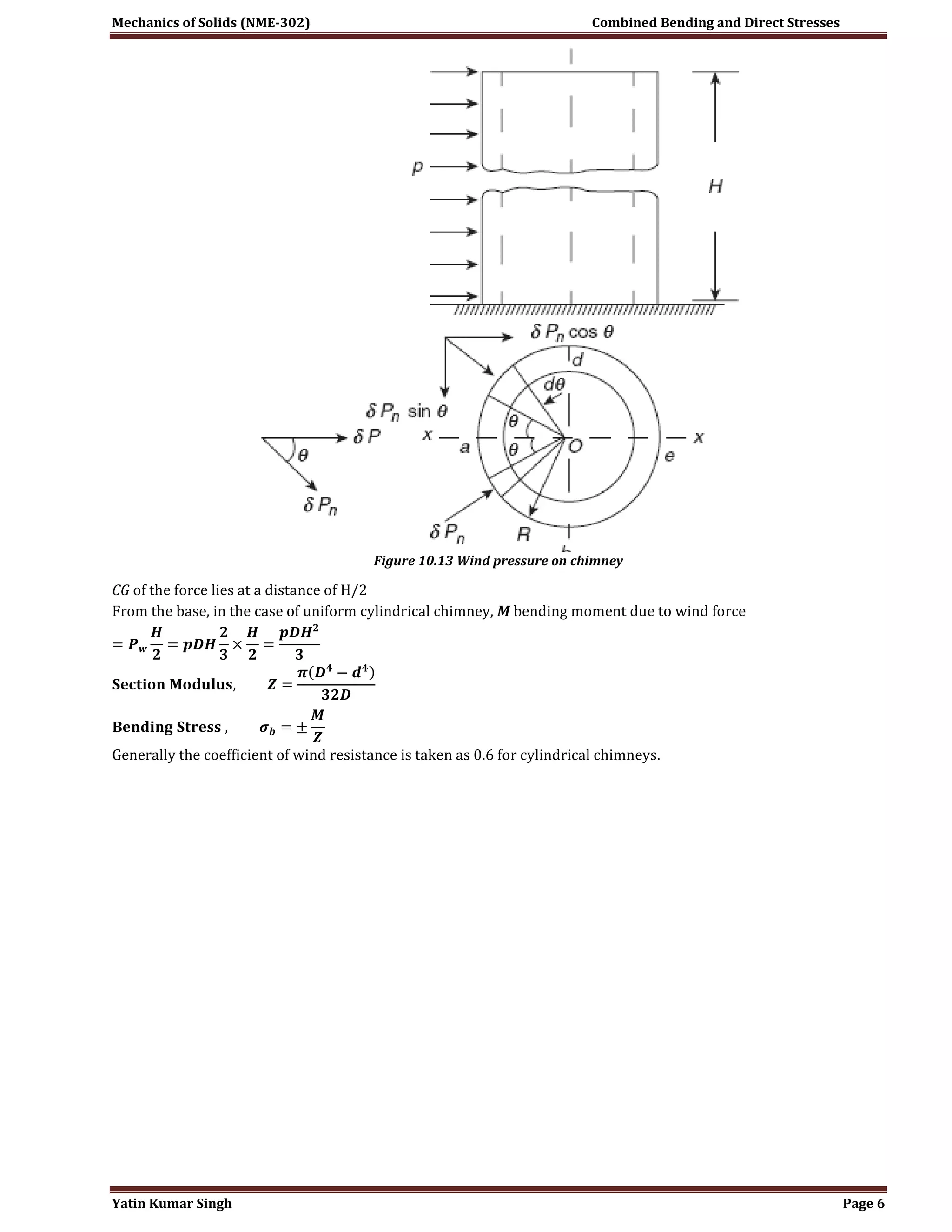Combined bending and direct stresses | PDF
