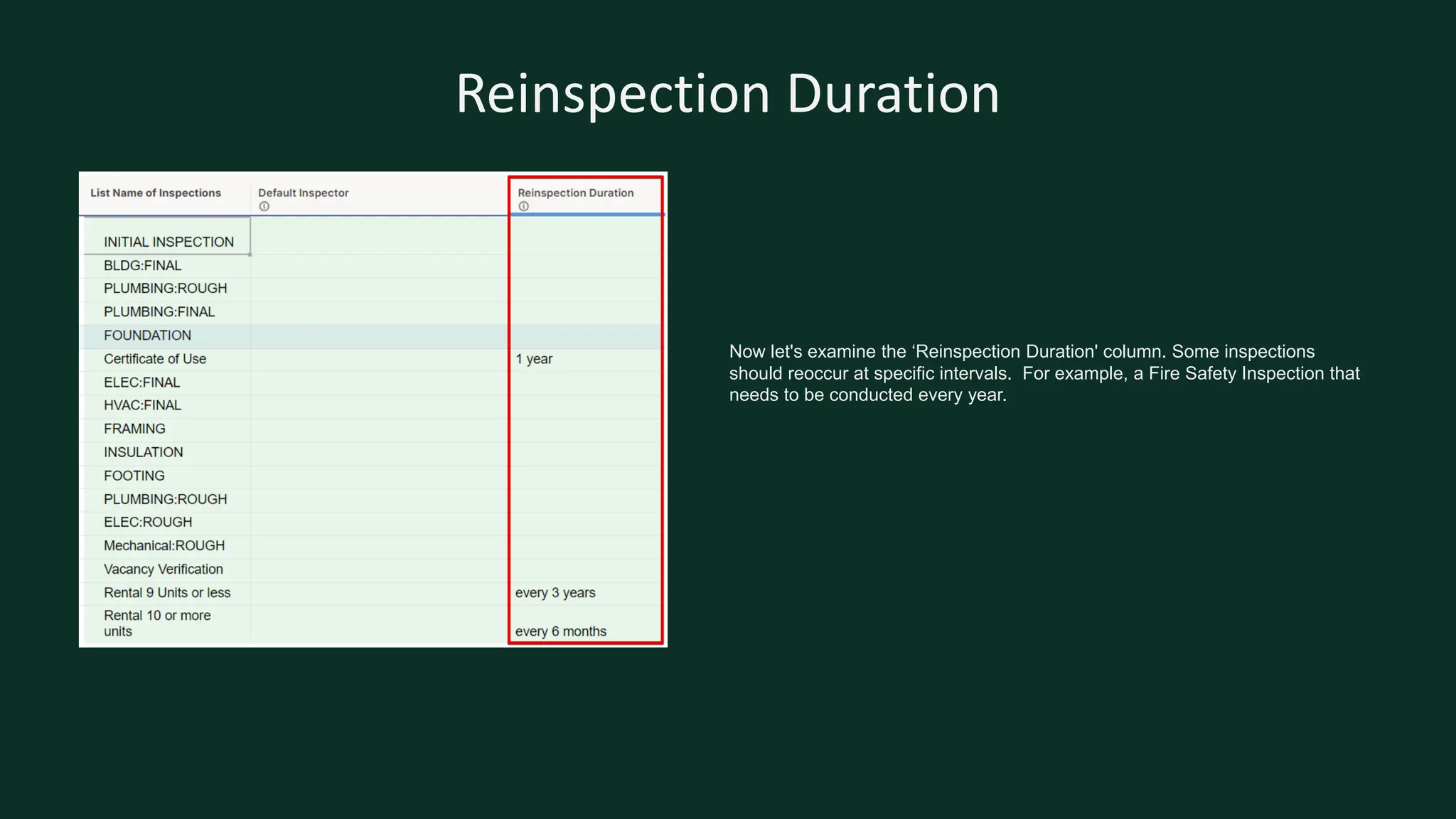 P1 Inspection Types in Municity 5 Smartsheet | PPSX
