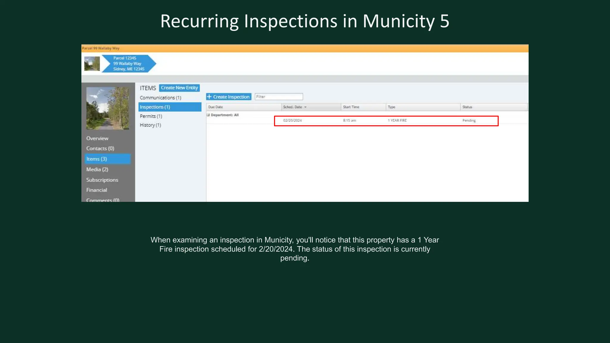 P1 Inspection Types in Municity 5 Smartsheet | PPSX