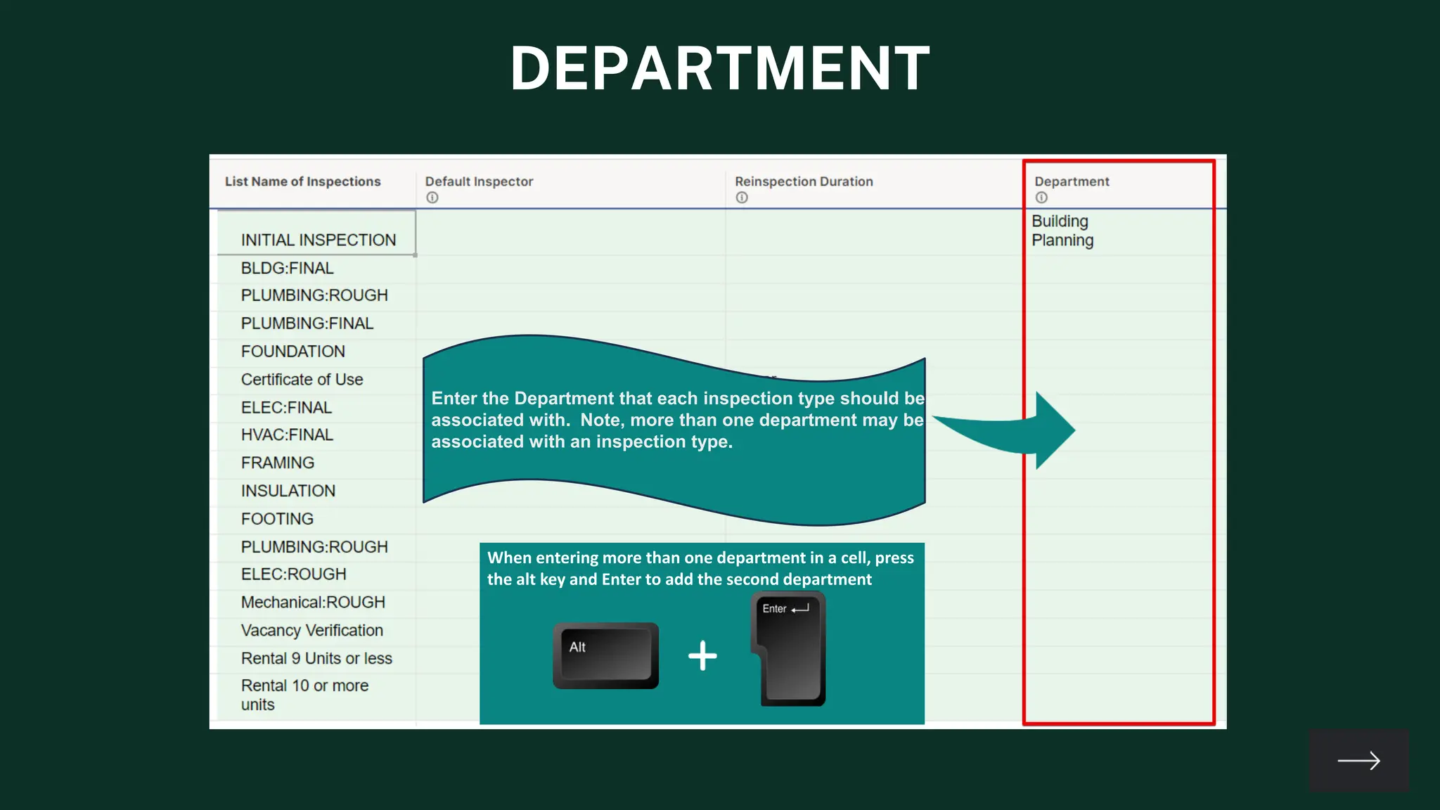 P1 Inspection Types in Municity 5 Smartsheet | PPSX