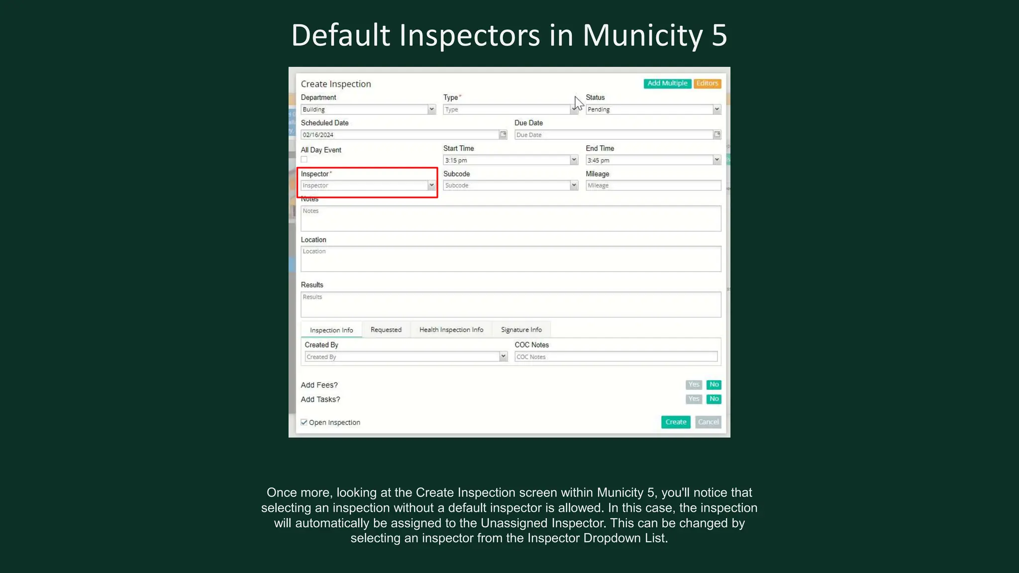 P1 Inspection Types in Municity 5 Smartsheet | PPSX
