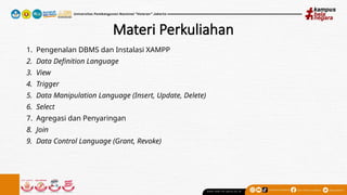 Praktikum Konsep Basis Data Pengenalan dan Instalasi DBMS | PPTX