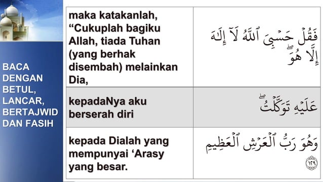 TAJUK SLIDE TINGKATAN 5 AT-TAUBAH AYAT 128-129 | PPT