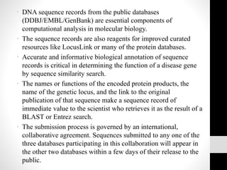 Submitting DNA sequences to the databases, SEQUIN.pptx