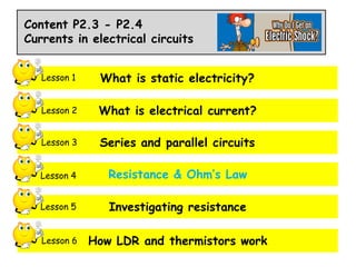 P2.3 p2.4 lesson 4 resistance & ohm's law | PPT