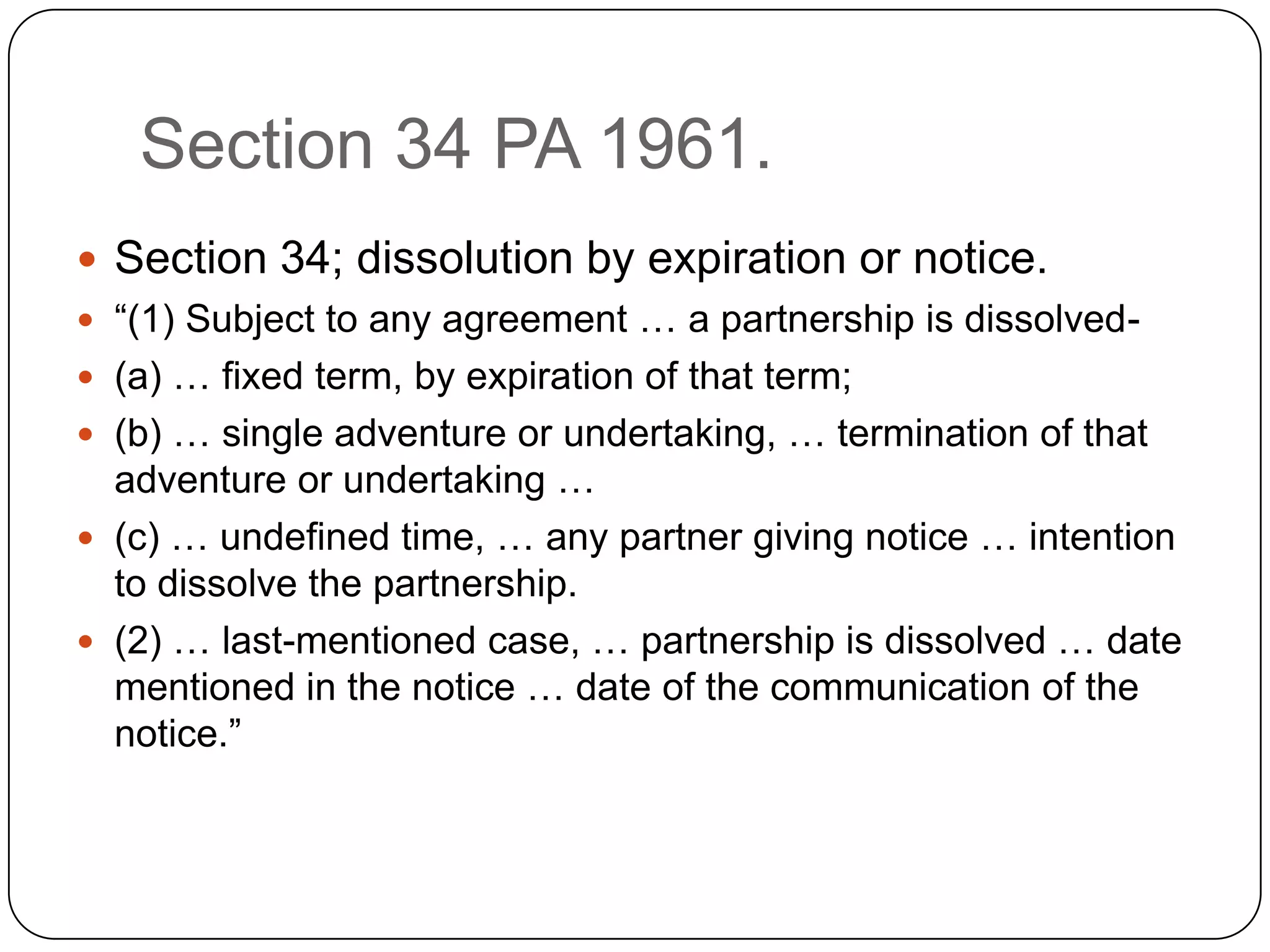 Dissolution of Partnership | PPTX