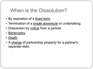 Dissolution of Partnership | PPTX