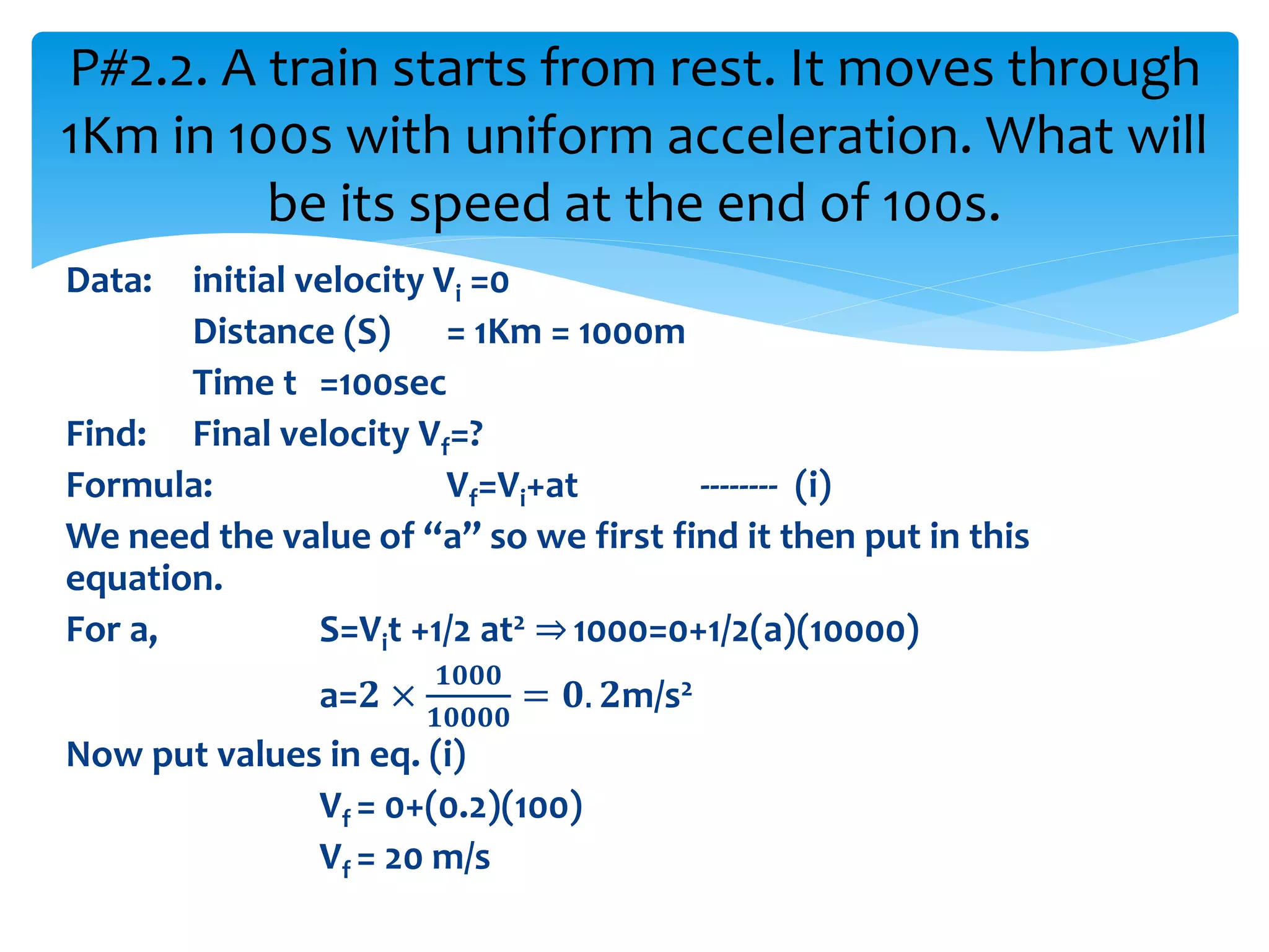 9th class Physics problems 2.1, 2.2 | PPTX