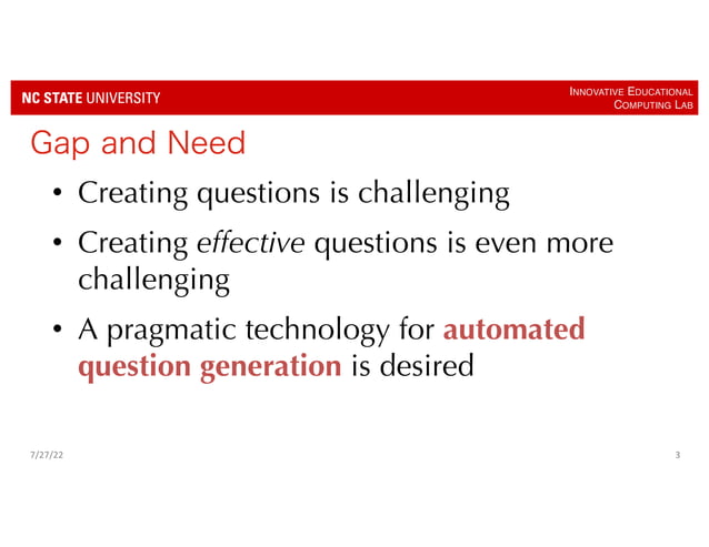 Automatic Question Generation For Evidence Based Online Courseware