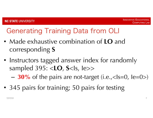 Automatic Question Generation For Evidence Based Online Courseware