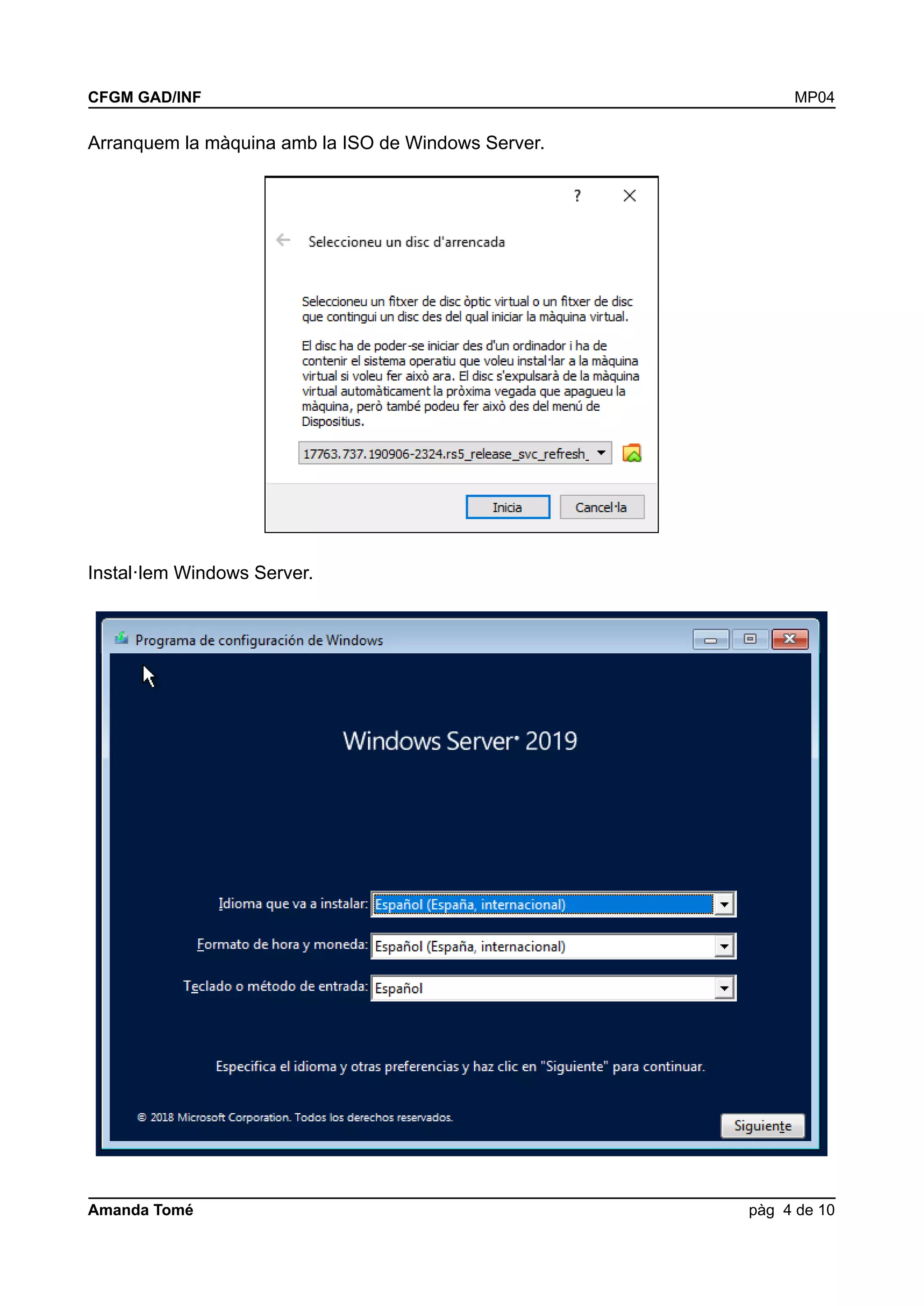 Instal·lació de Windows Server 2019 | PDF