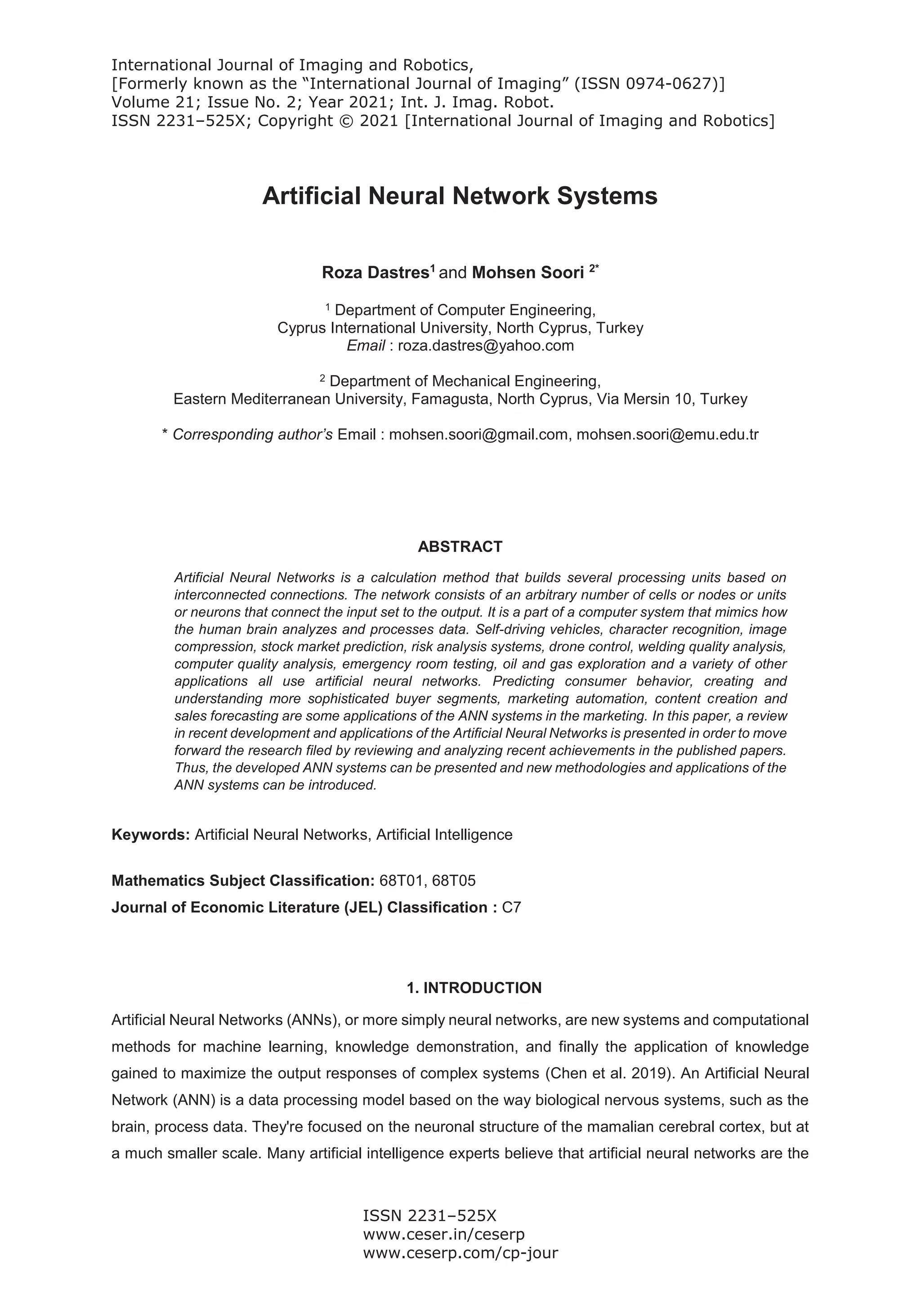 Artificial Neural Networks | PDF