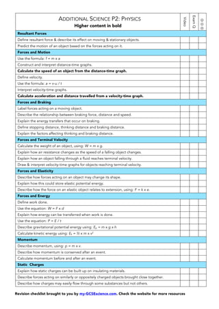 P2 checklist | PDF | Chemistry | Science