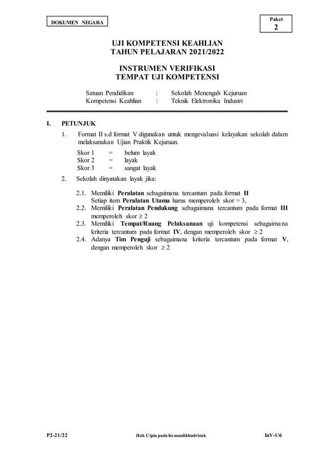 P2 instrumen verifikasi tuk | PDF