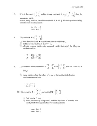 P2 Matrices Test | PDF | Physics | Science