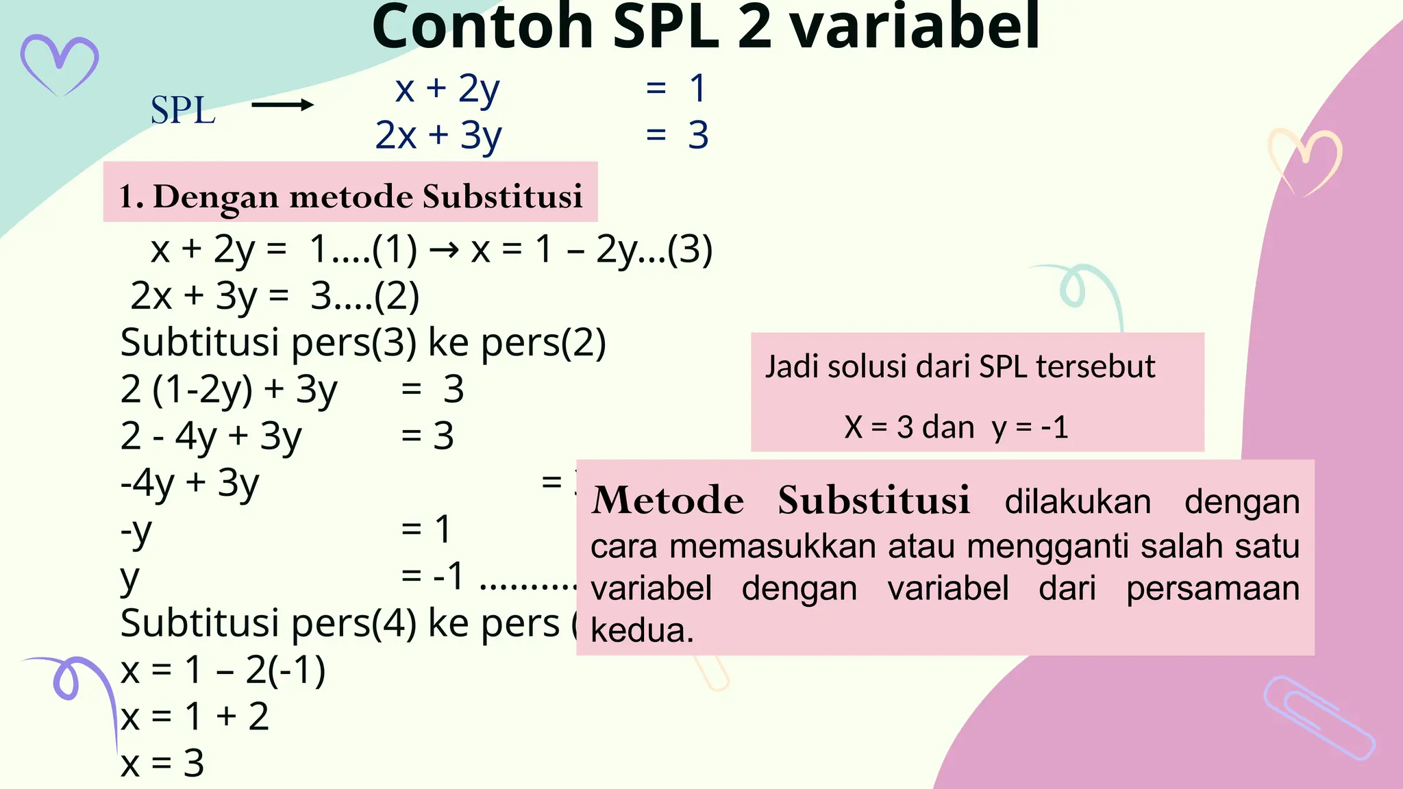 Materi Pertemuan ke-2 Sistem Persamaan Linier | PPTX