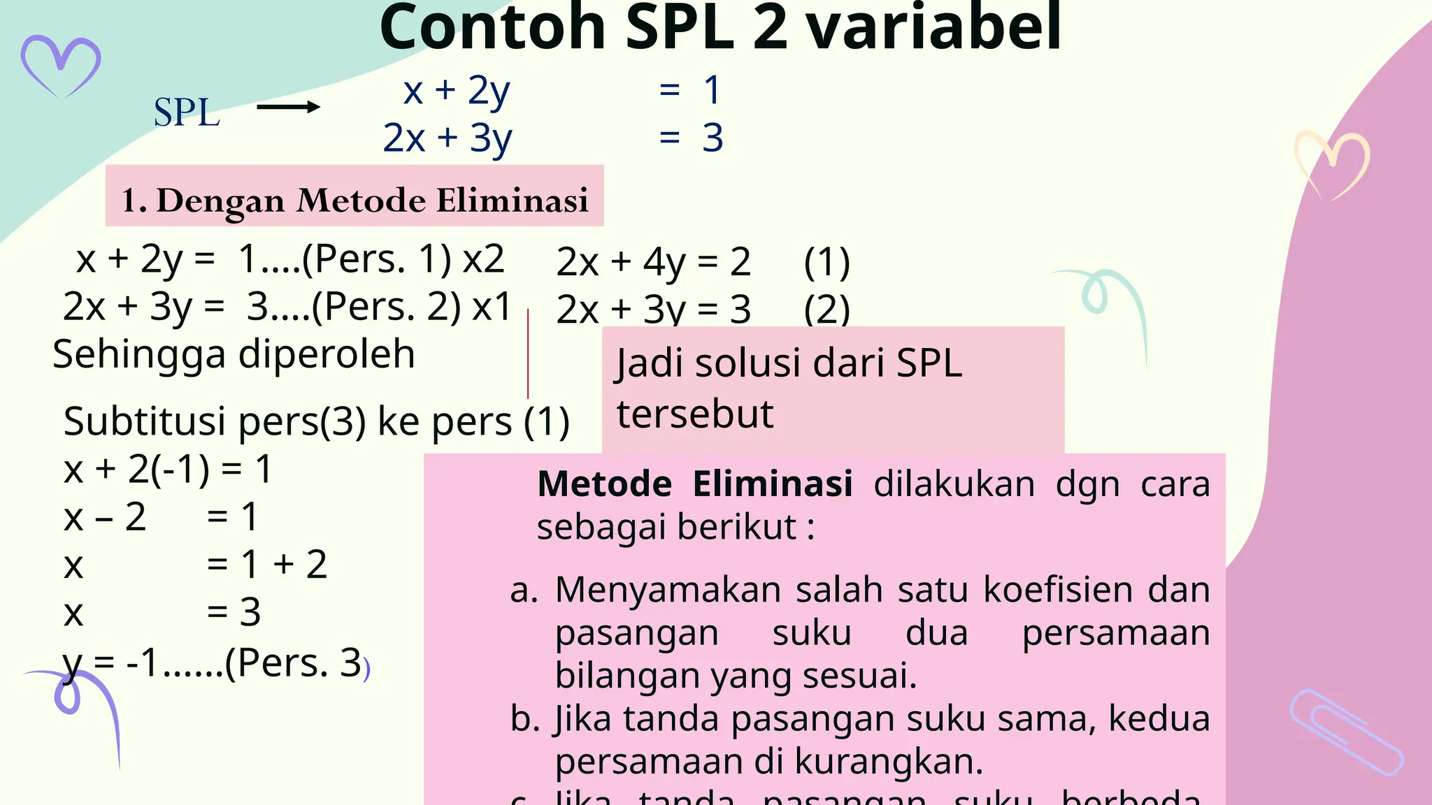 Materi Pertemuan ke-2 Sistem Persamaan Linier | PPTX