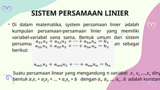 Materi Pertemuan ke-2 Sistem Persamaan Linier | PPTX
